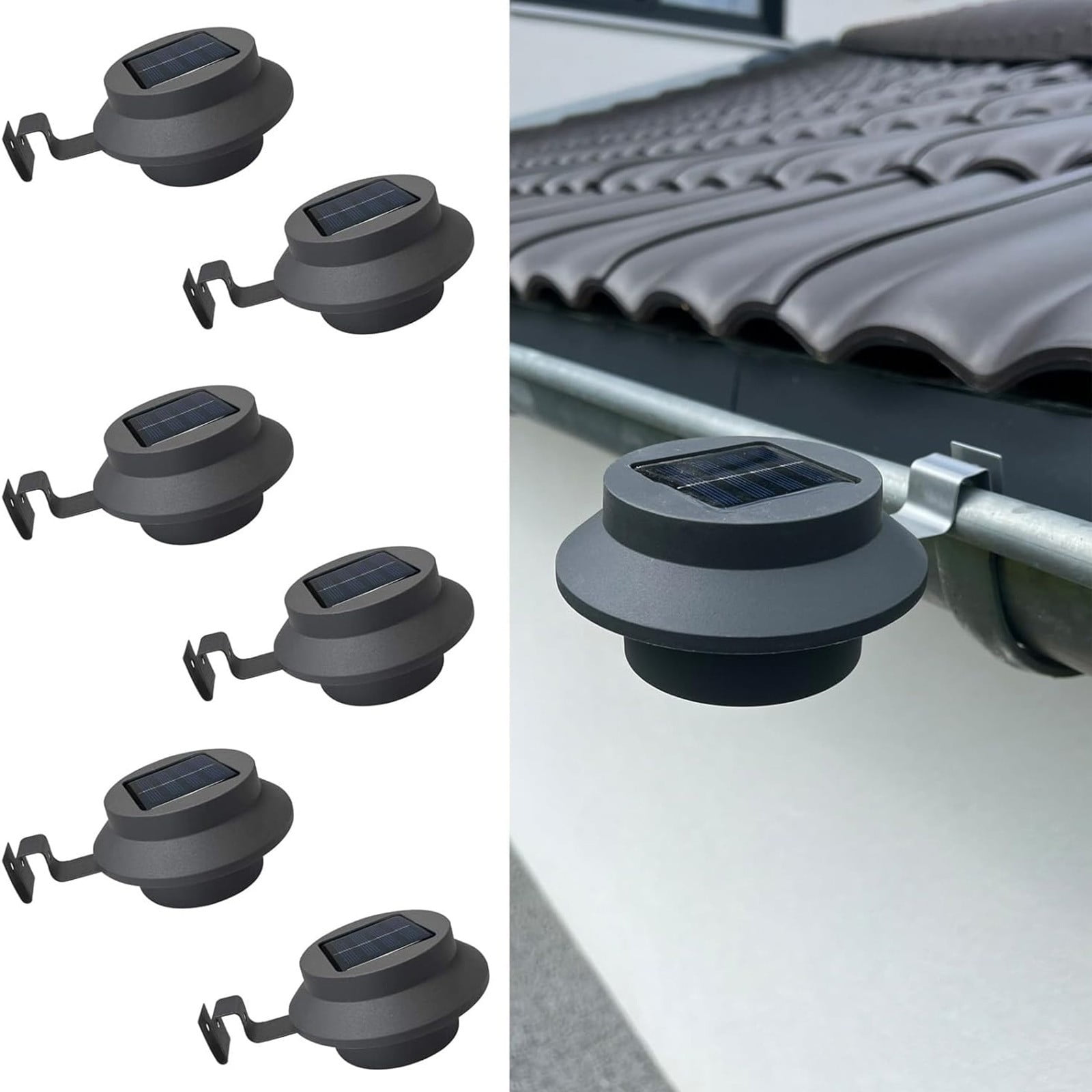 Solar Gutter Lights, Super Bright LED Waterproof Wireless Security ...