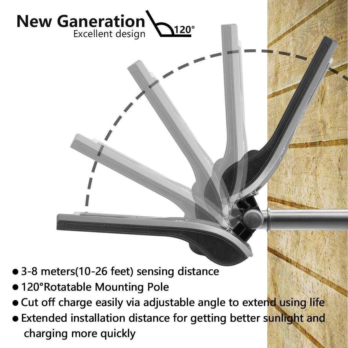 Solar Gutter Lights Wall with Rotatable Mounting Pole, Epicgadget 36 ...