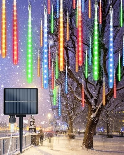 Solar Halloween Lights 20 Tubes 480 LED Meteor Shower Icicle Raindrop ...