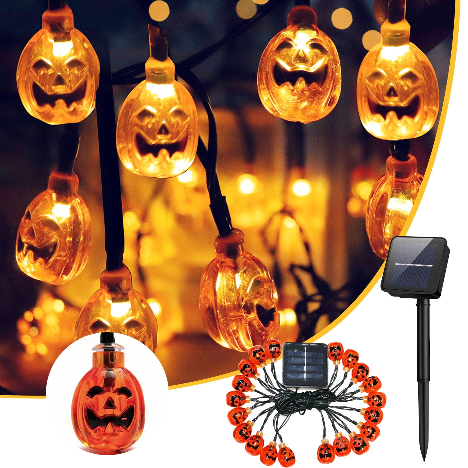 Solar Halloween Lights with LED Pumpkin Light,Halloween String Lights ...