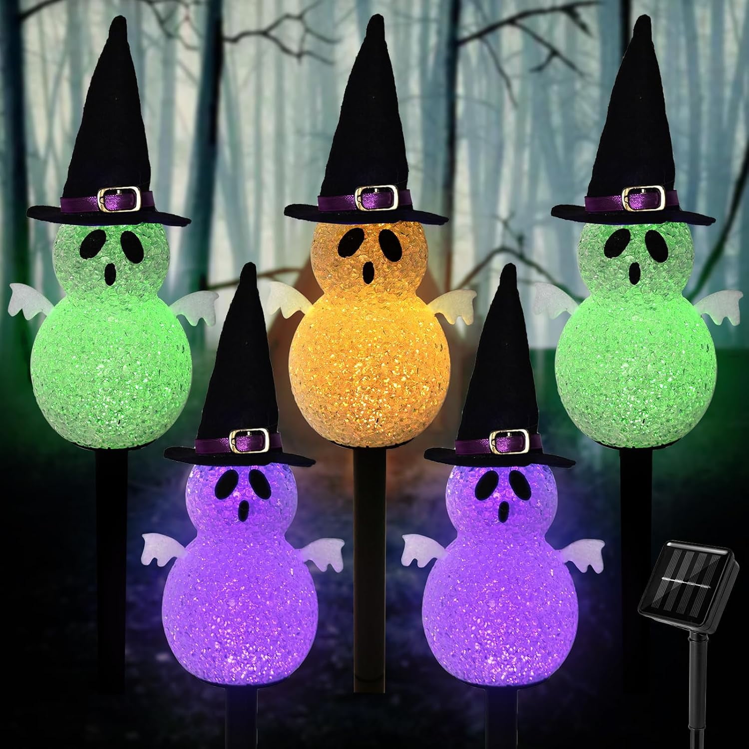 Solar Halloween Pathway Lights Outdoor Decorations，5 Pack Ghost Garden ...