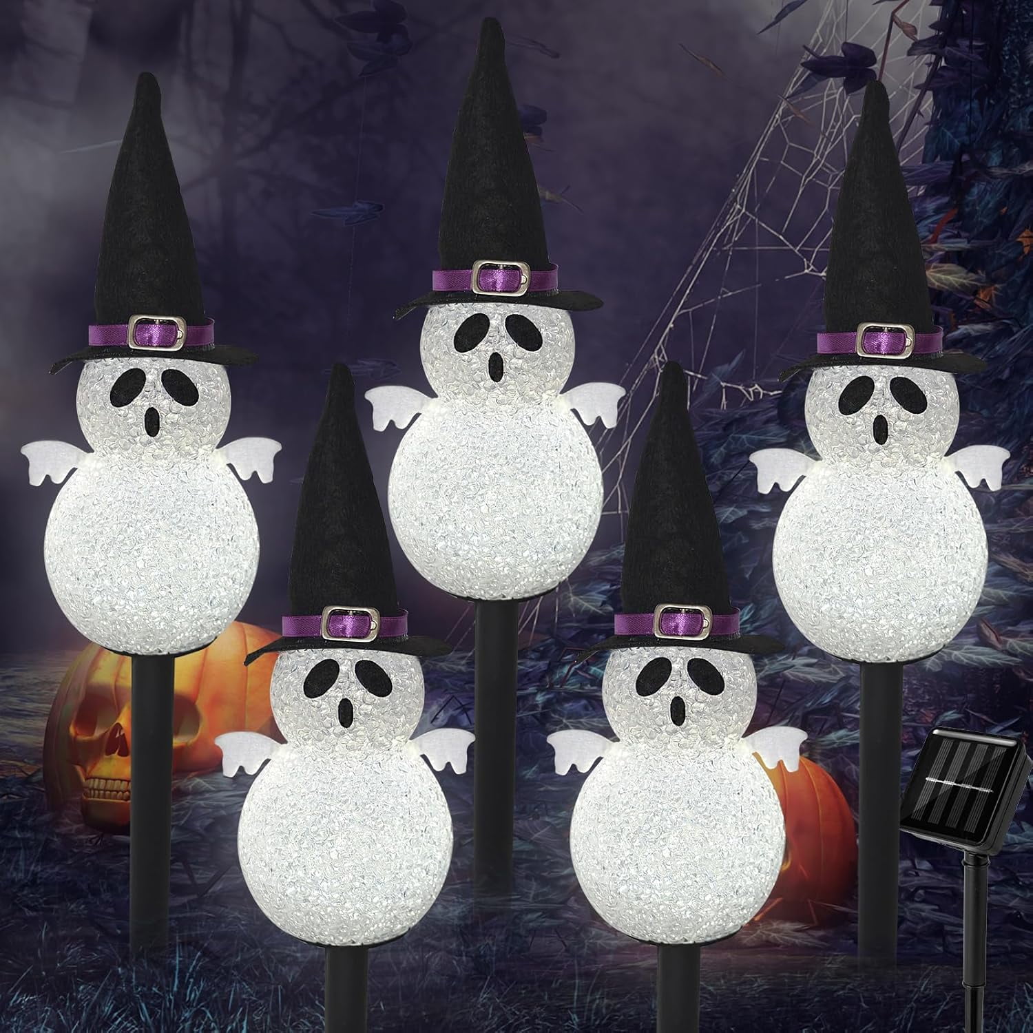 Solar Halloween Pathway Lights Outdoor Decorations，5 Pack Ghost Garden ...