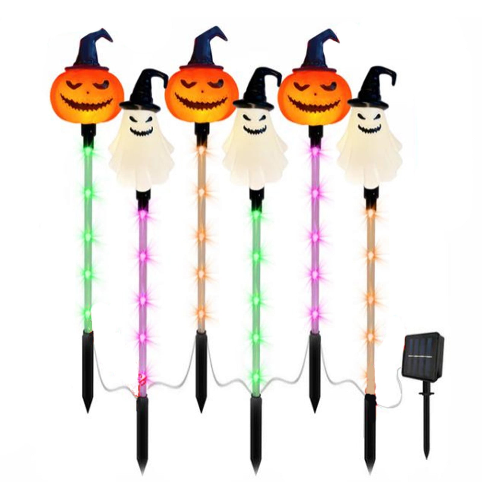 Solar Halloween Pathway Lights - Pumpkin Ghost Garden Stake Lights with ...