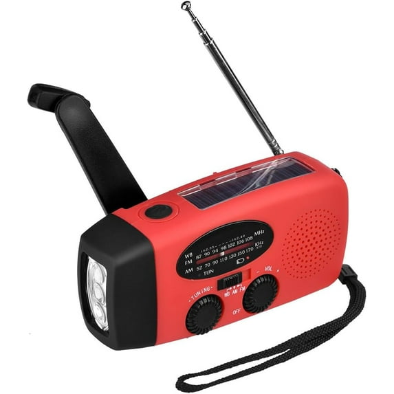 Solar Hand Crank Dynamo AM/FM/Weather Radio,with 3 LED Flashlight, Gear Portable 3 in 1 Solar ...
