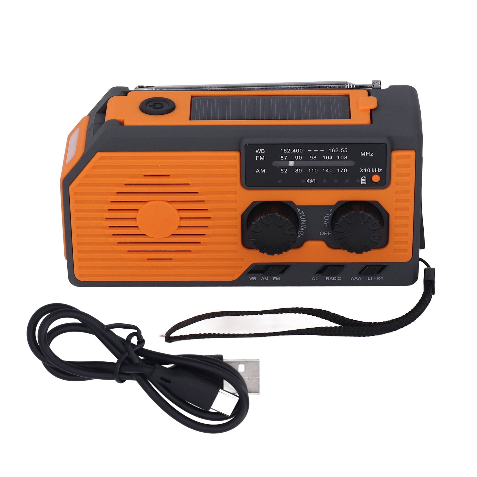 Solar Hand Powered Radio Emergency Charger LED Flashlight IPX3 ...