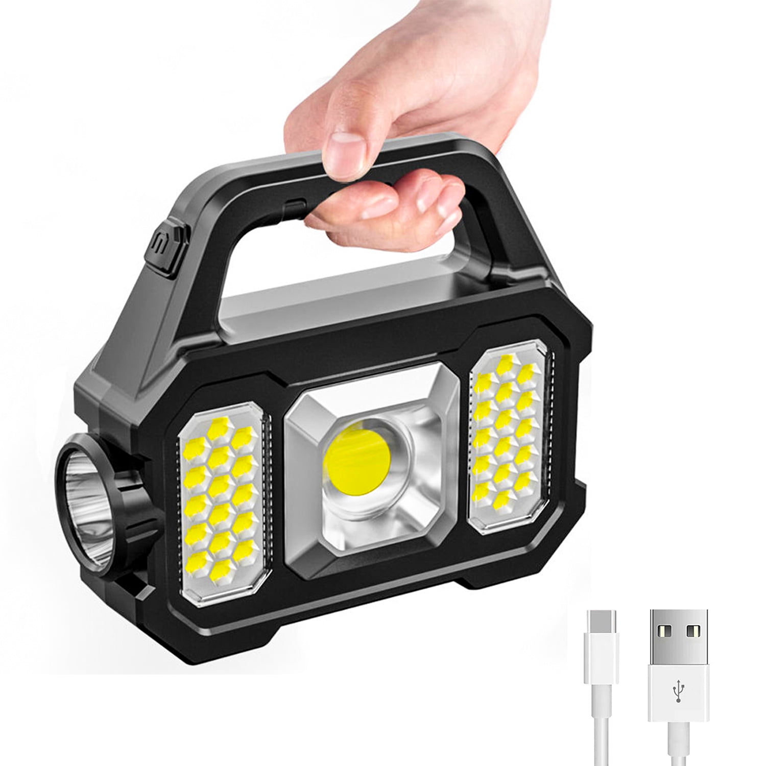 Solar Handheld Flashlight with USB Cable, 6 Modes Rechargeable ...