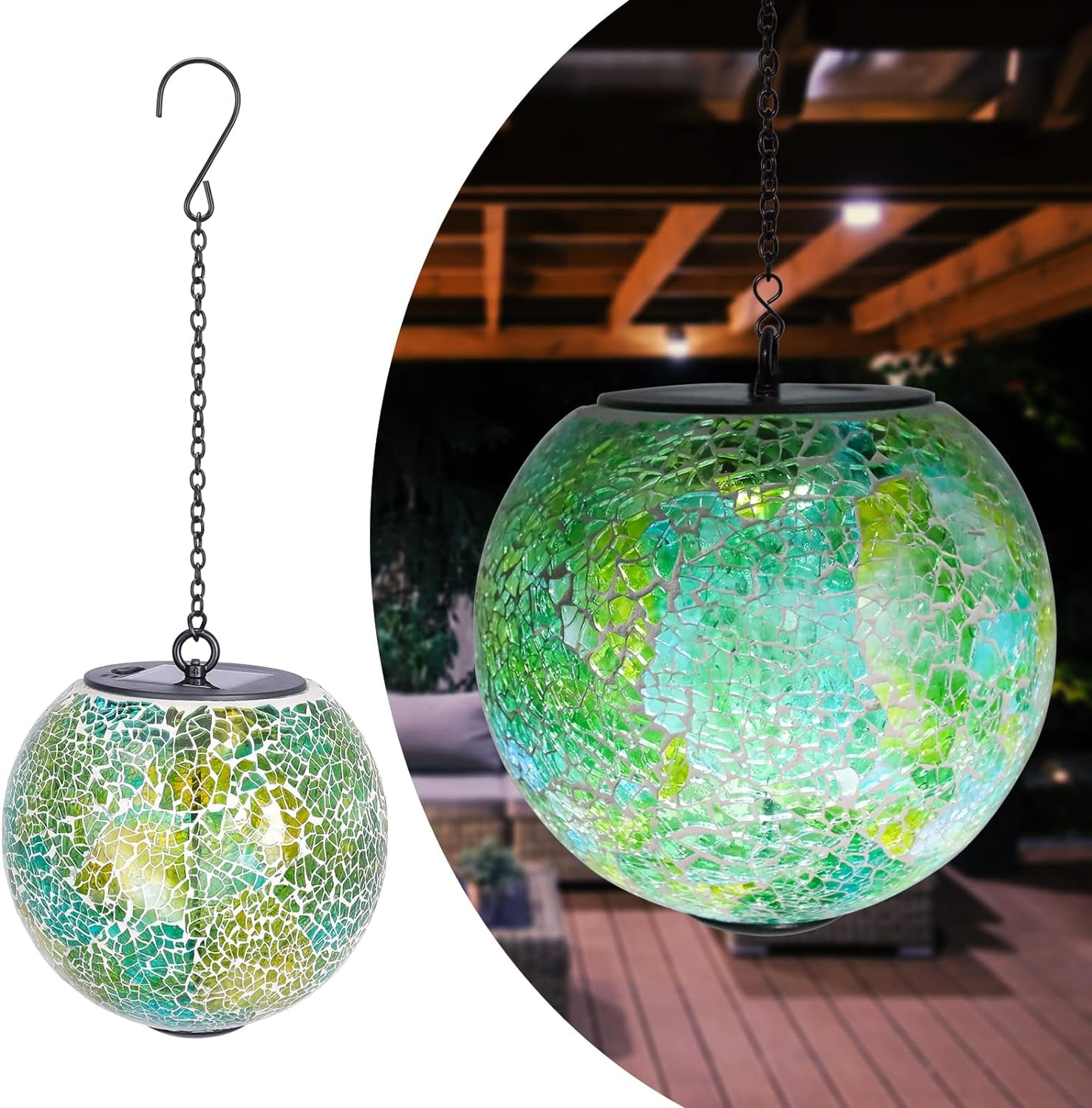 Solar Hanging Lantern Solar Outdoor Lanterns Mosaic Gazing Ball Outdoor ...