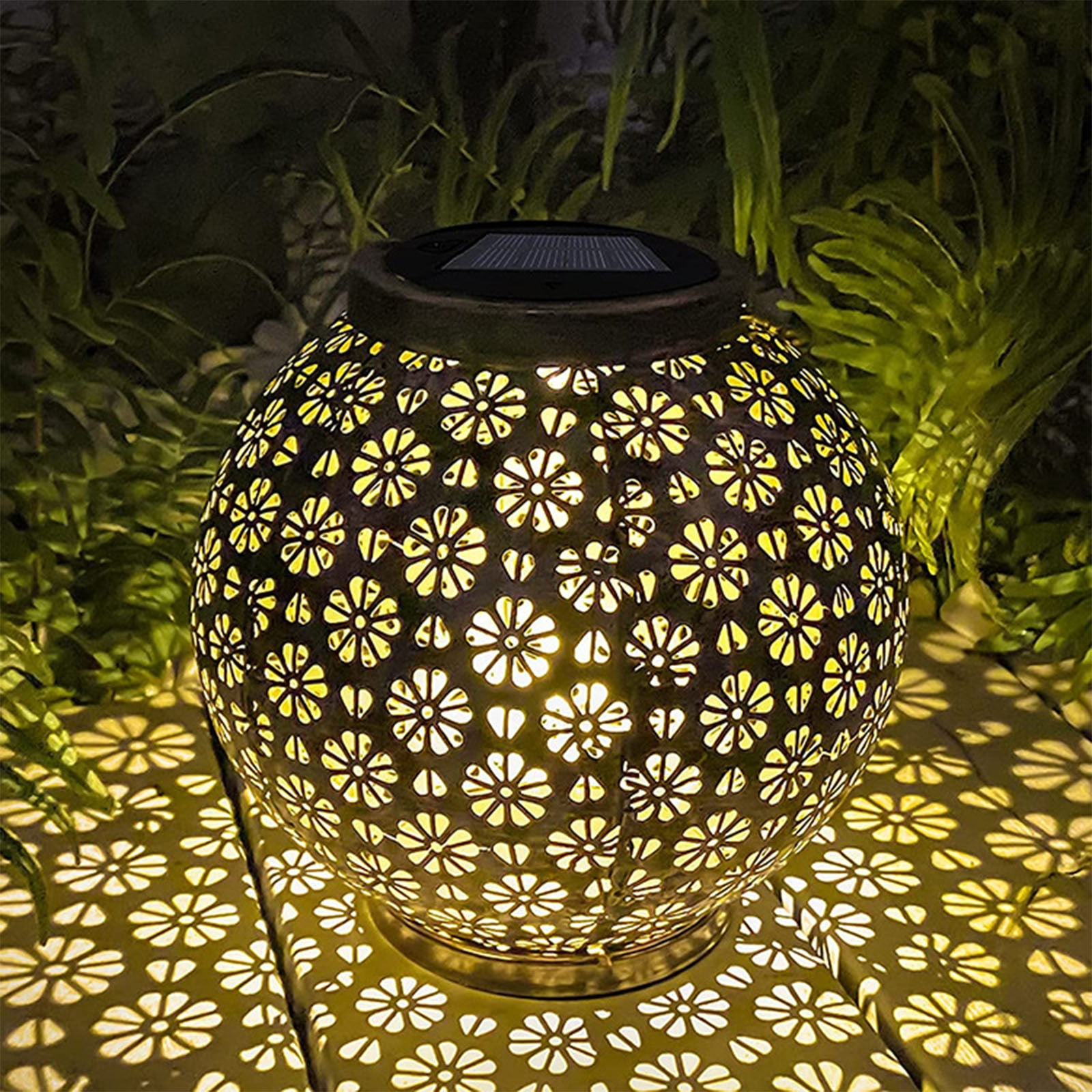 Solar Hanging Lanterns Outdoor LED Garden Lights, Hollowed Metal ...
