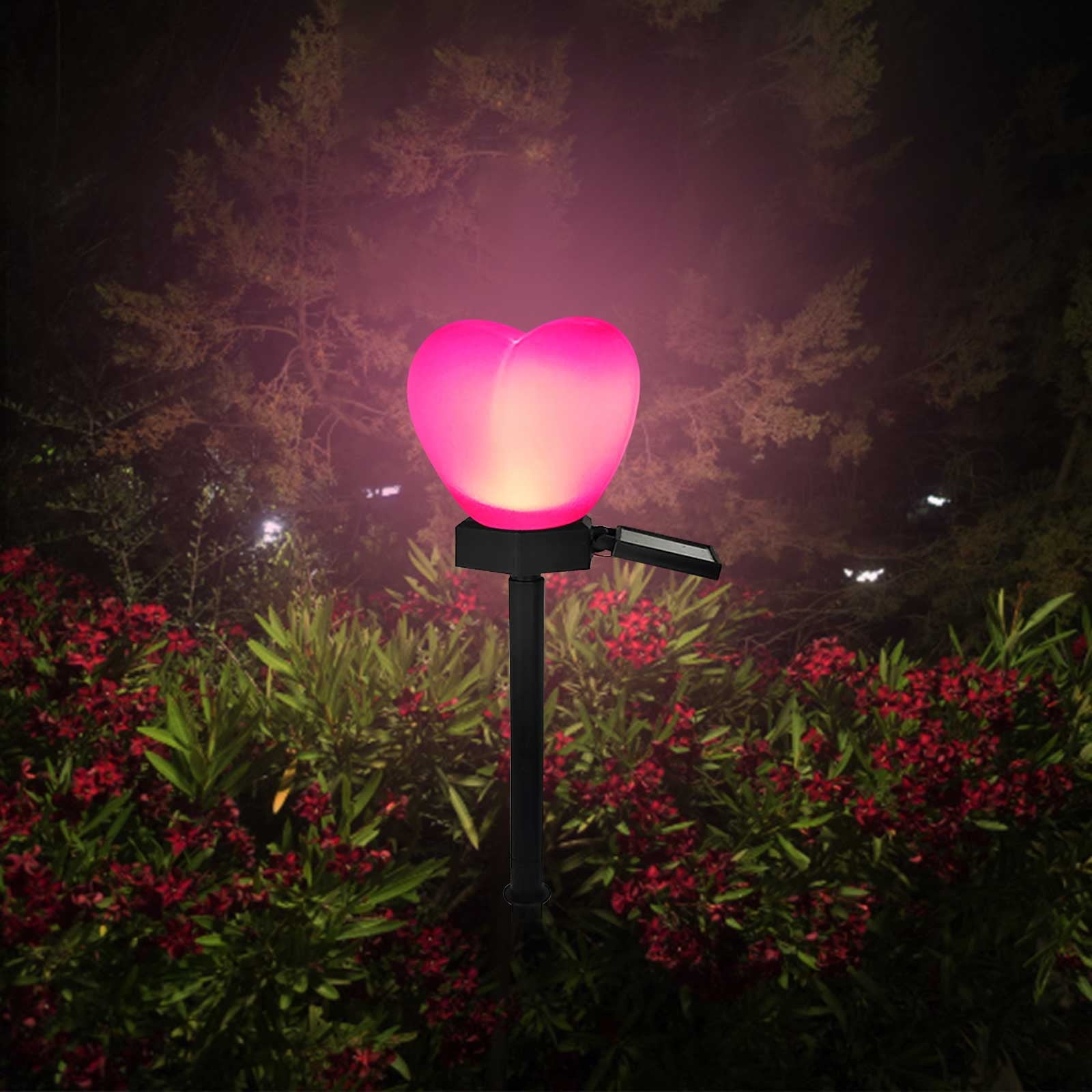 Solar Heart Garden Light, Shaped Ground Insert, Waterproof LED, Modern ...