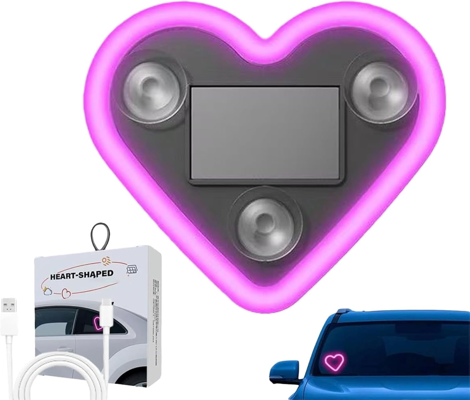Solar Heart-Shaped Ambient Light, Solar Powered Wireless LED Heart ...