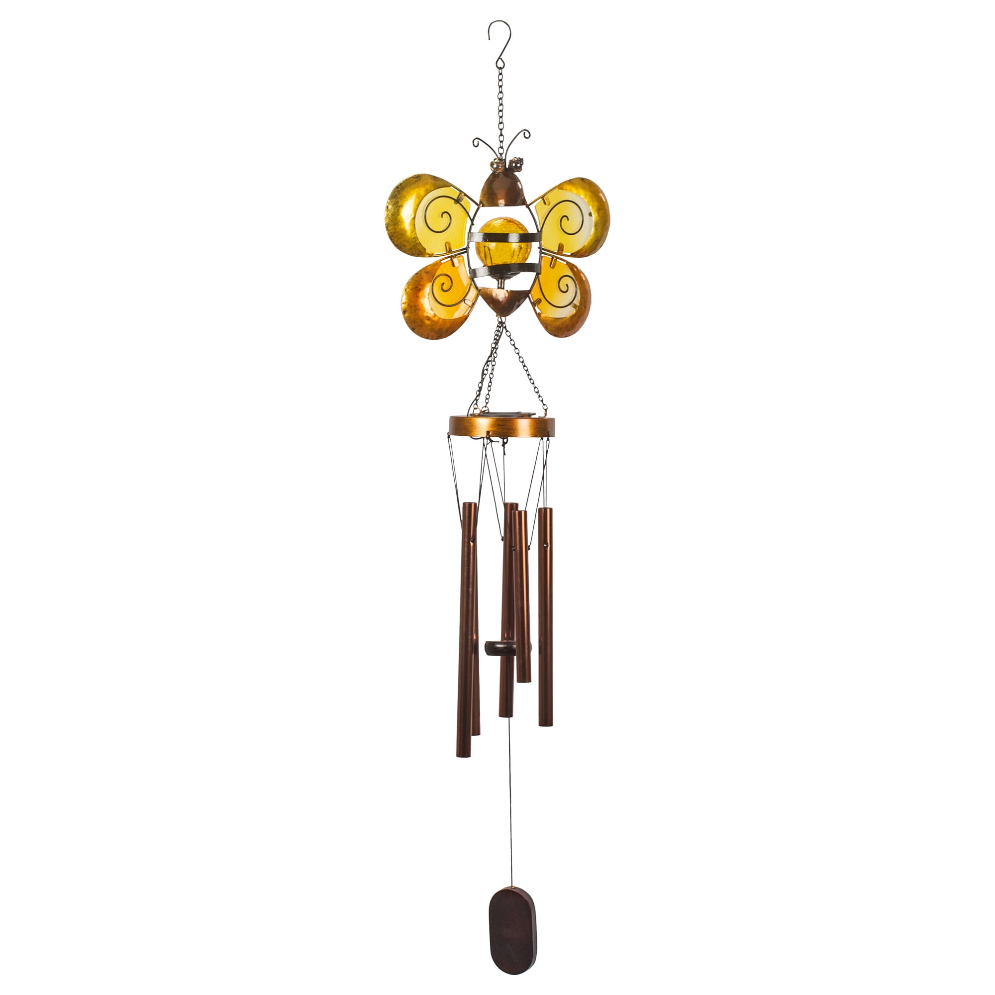 Solar Honey Bee Bright Yellow and Black 38 Inches Metal Hanging Outdoor ...