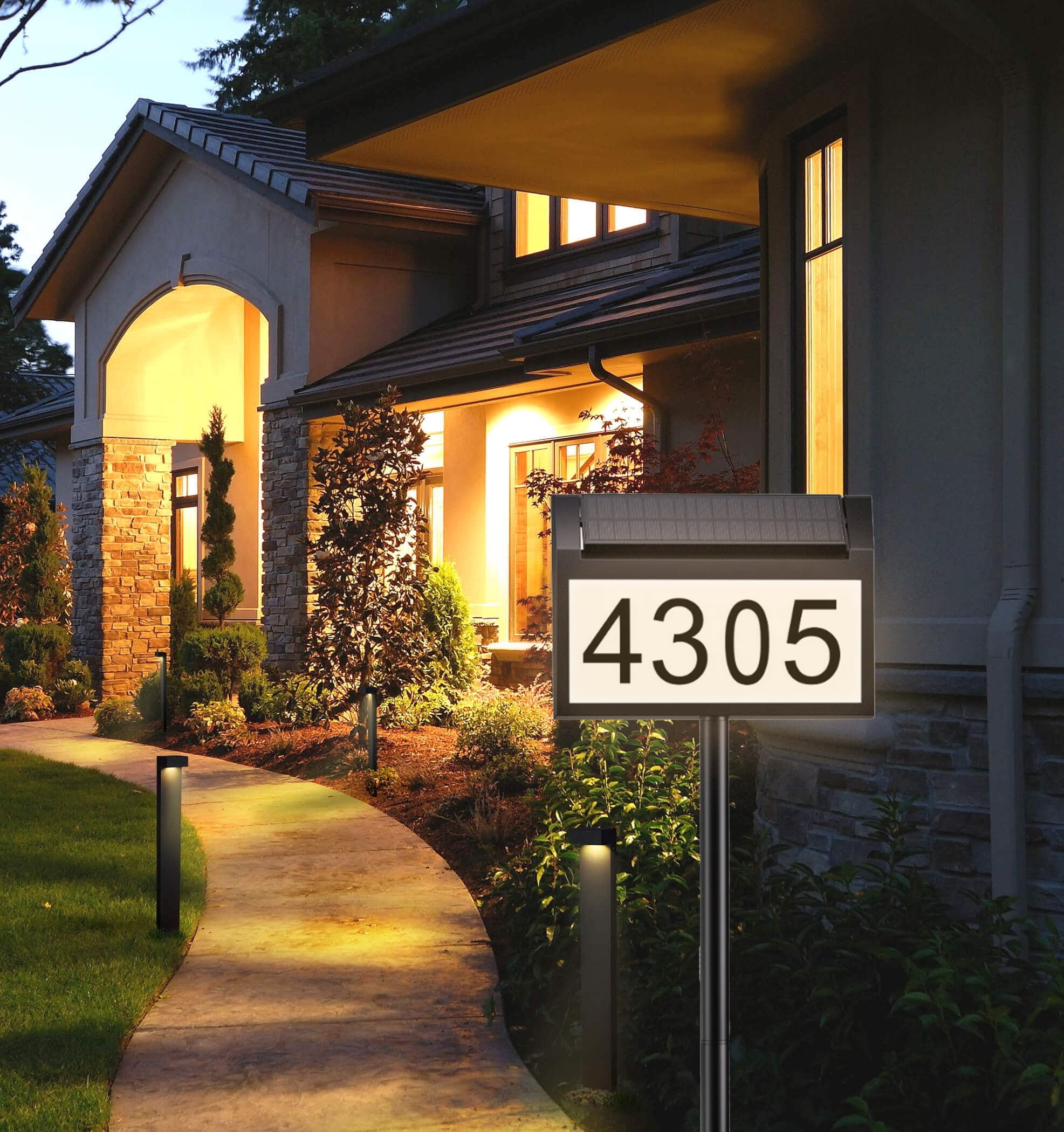 LED Illuminated Address Sign Solar Powered House Number Sign - Custom ...