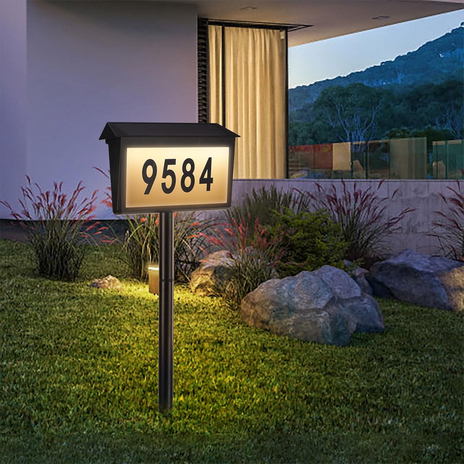 Solar House Numbers Address Sign,IP65 Waterproof Solar Address Plaque ...