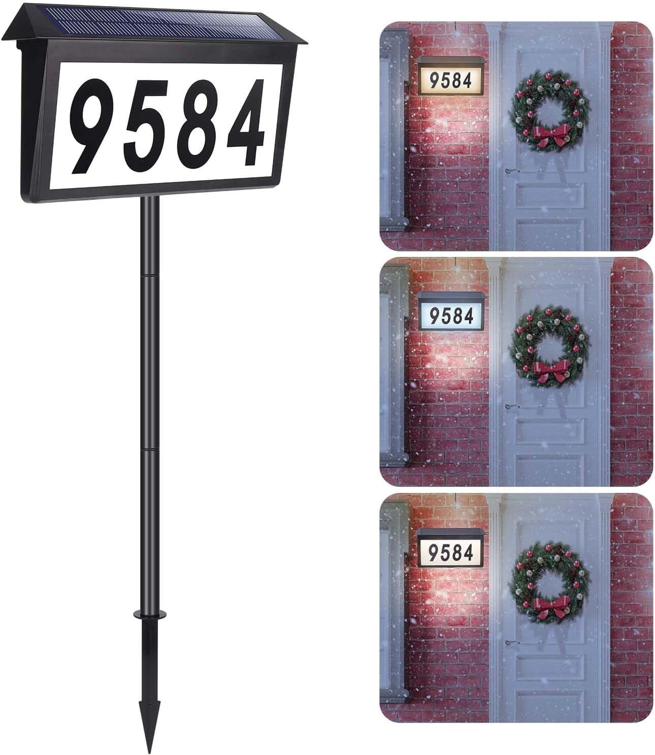 Solar House Numbers Address Sign, Outdoor Solar Address Plaque, IP65 ...