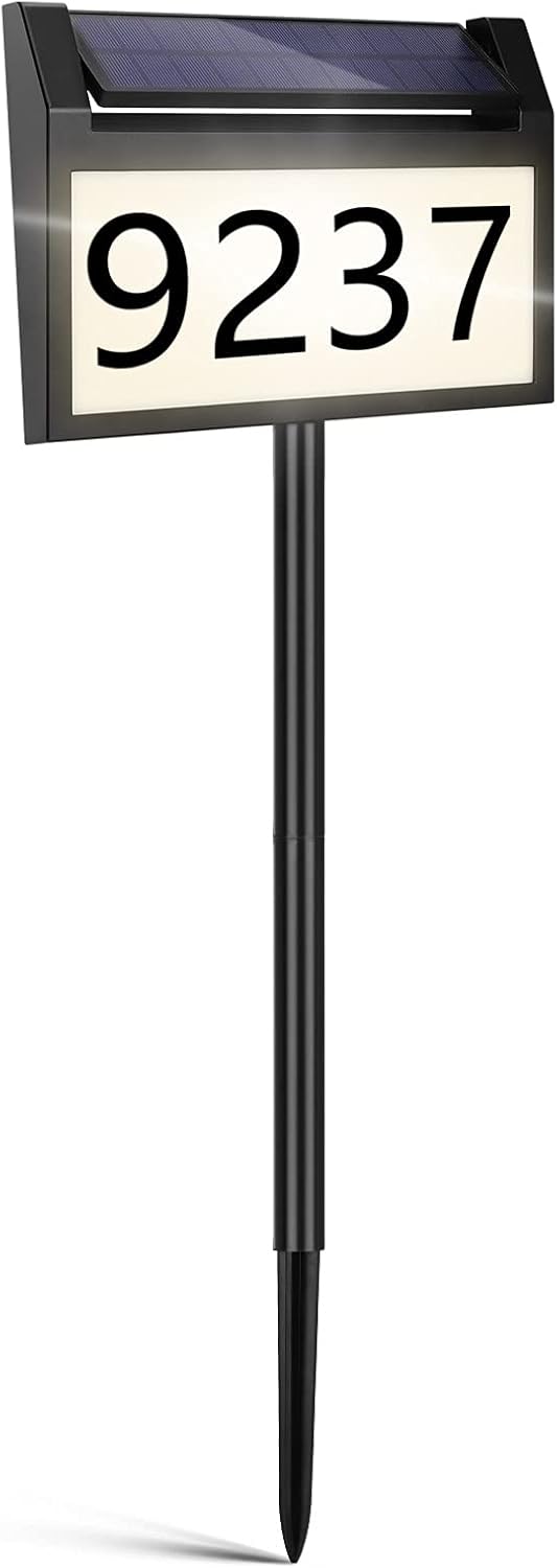 Solar House Numbers, Address Sign for Outside Modern Plaque Waterproof ...