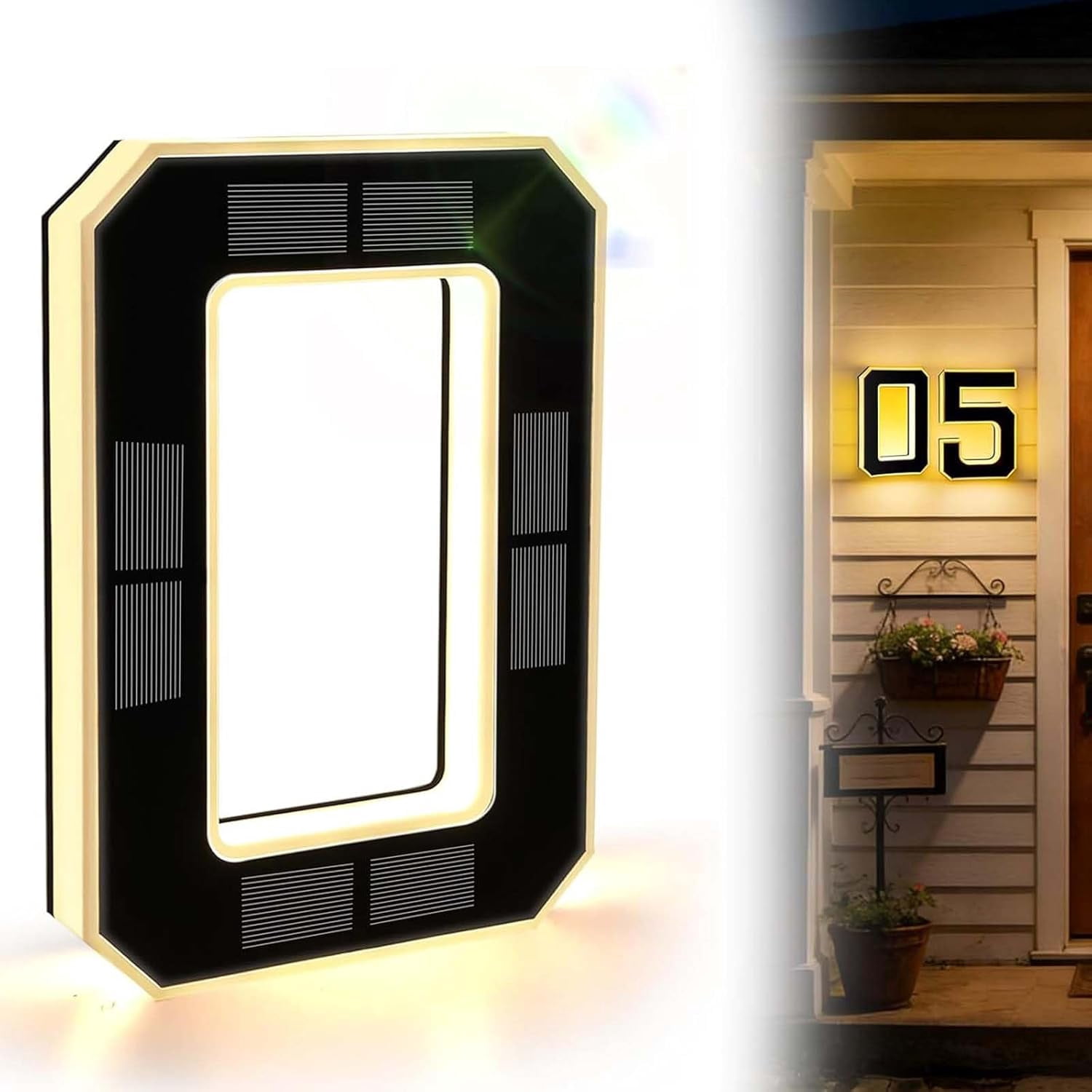 Solar House Numbers for Outside Lighted, Solar Address Sign Waterproof ...
