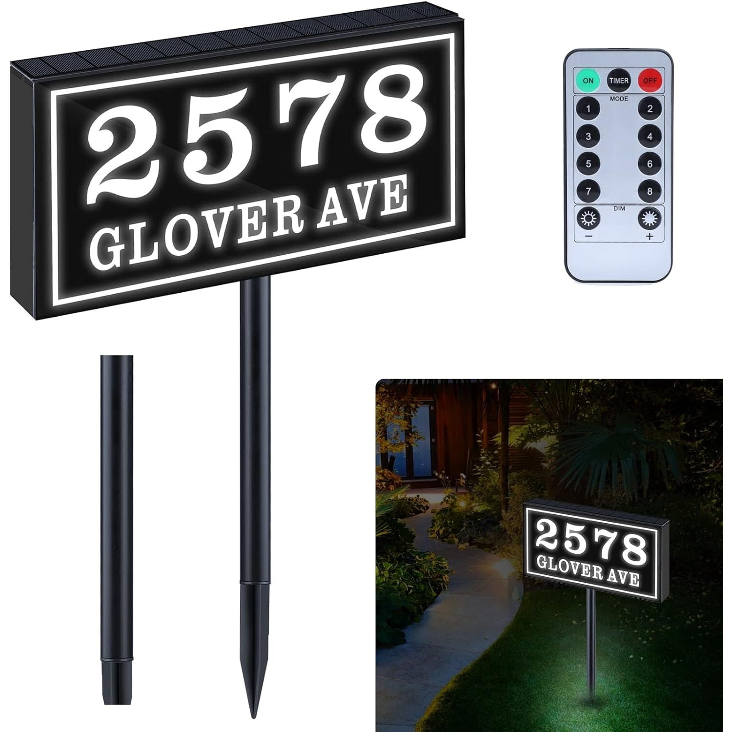Solar House Numbers for Outside Modern Powered Address Plaque Solar ...