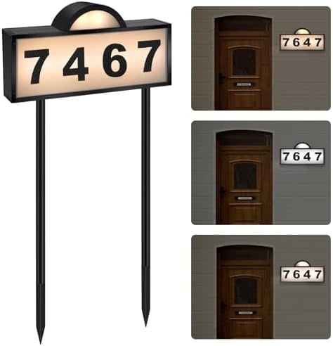 Solar House Numbers for Outside, Solar Powered Address Sign, Waterproof ...