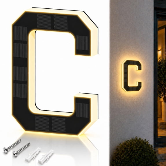 Solar House Numbers for Outside, Lighted LED Address Sign with Dusk to ...