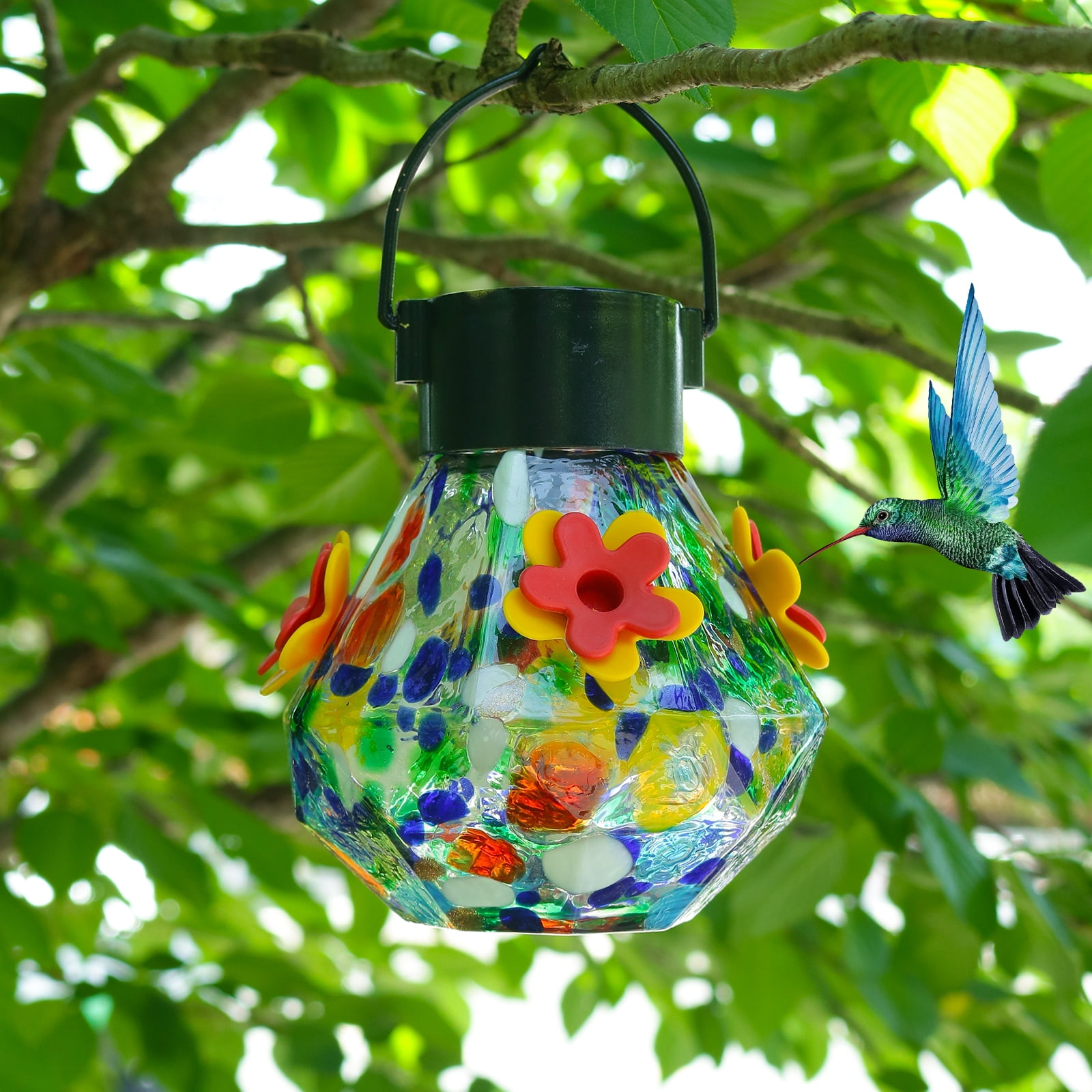 Solar Hummingbird Feeder - Auto-Lighting Solar Light for Garden Decor ...