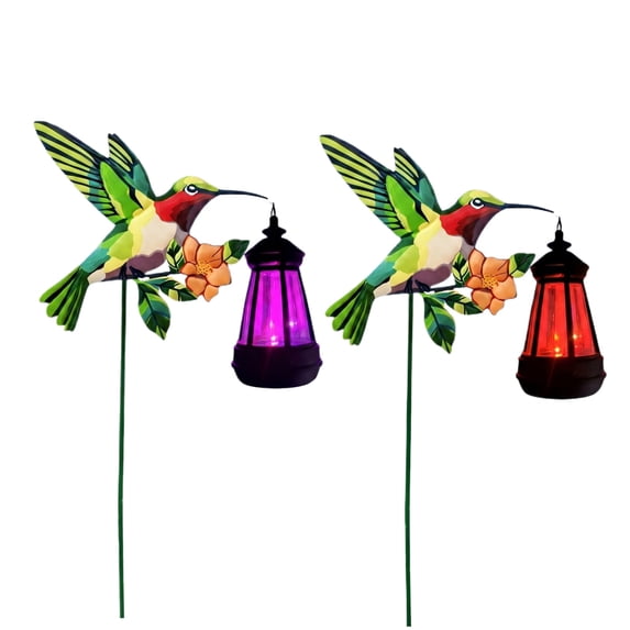 Solar Hummingbird Palace Lantern Light, Outdoor Ground Stake Wrought ...