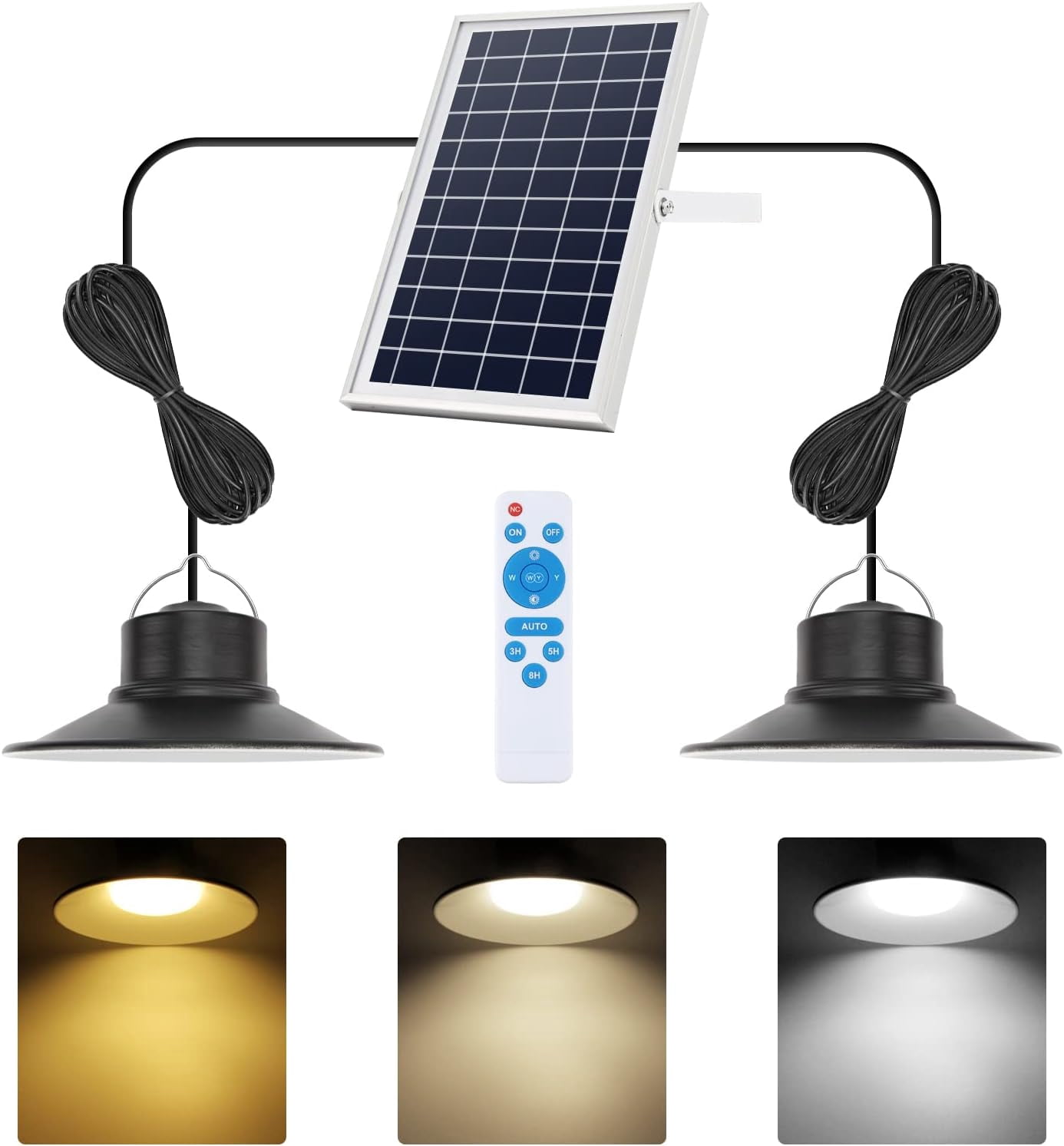 Solar Indoor Lights Outdoor, LED Solar Pendant Lights 3 Color Dimmable ...