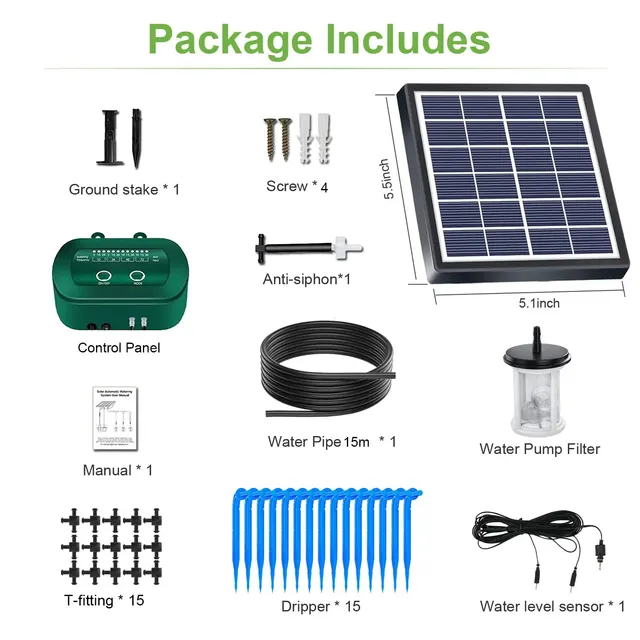 Solar Intelligent Irrigation Kit 6V 2W with Built-in 1800mAh Battery ...