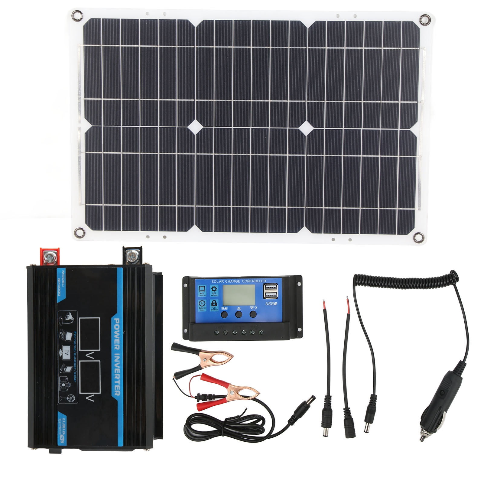 Solar Inverter System Kit 300W Modified Sine Wave Inverter 18W 18V Solar Panel 30A 12V 24V Solar ...
