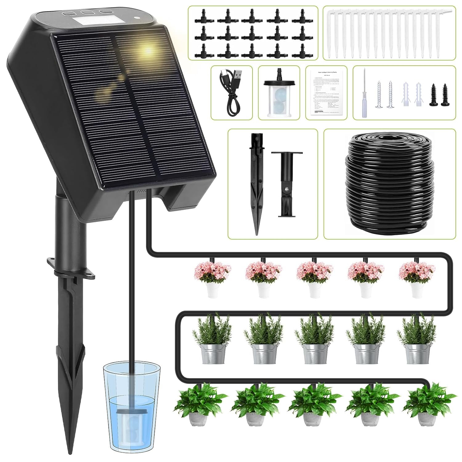 Solar Irrigation System: Solar Automatic Drip Irrigation Kit with Timer ...