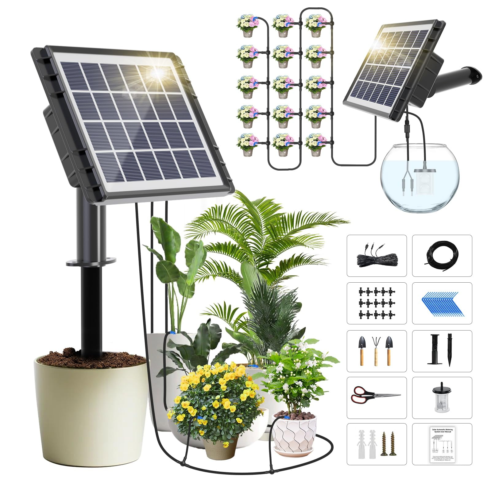 Solar Irrigation System for Garden - Skycow 2W Solar & USB Power ...