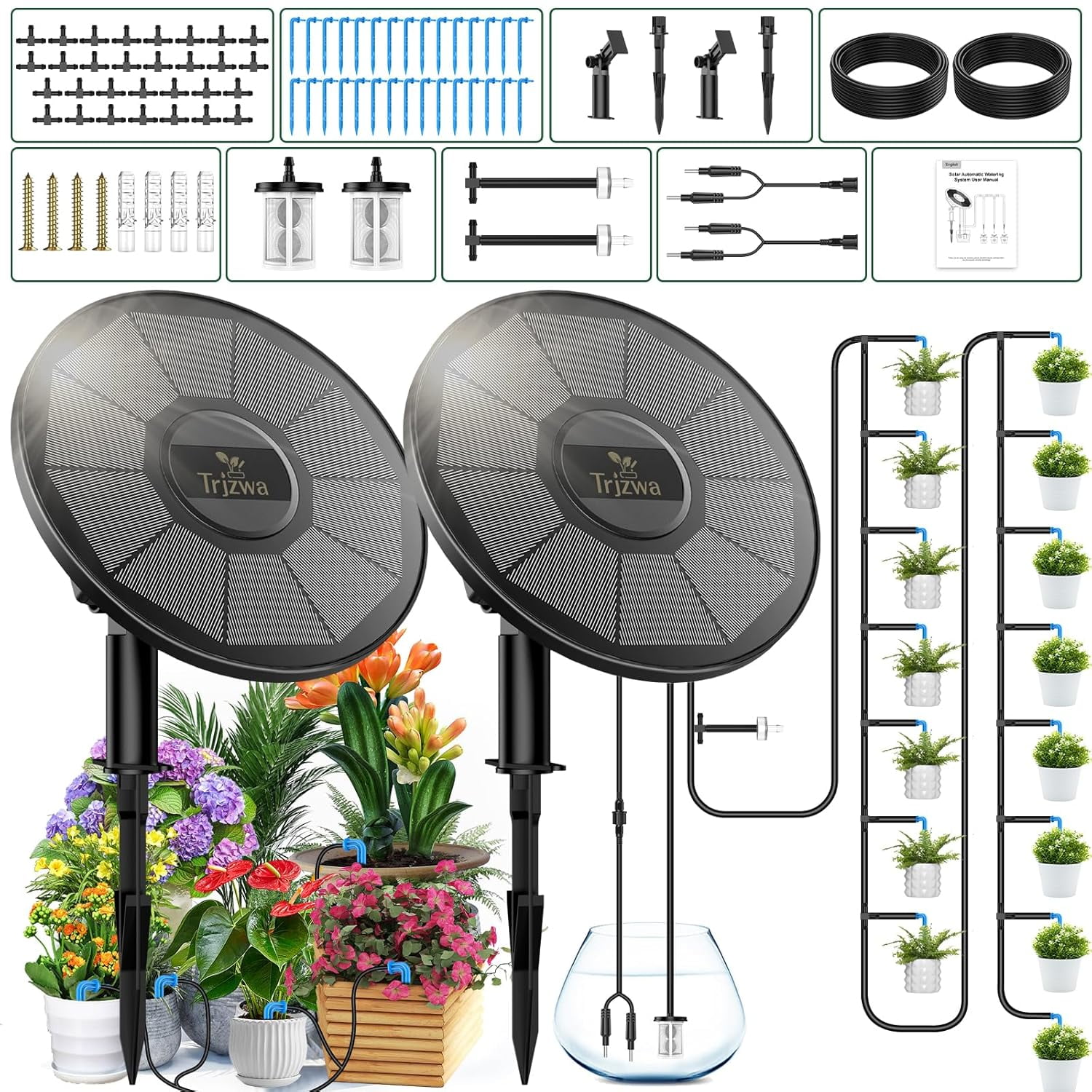 Solar Irrigation System TRJZWA Automatic Drip Irrigation Kit for ...