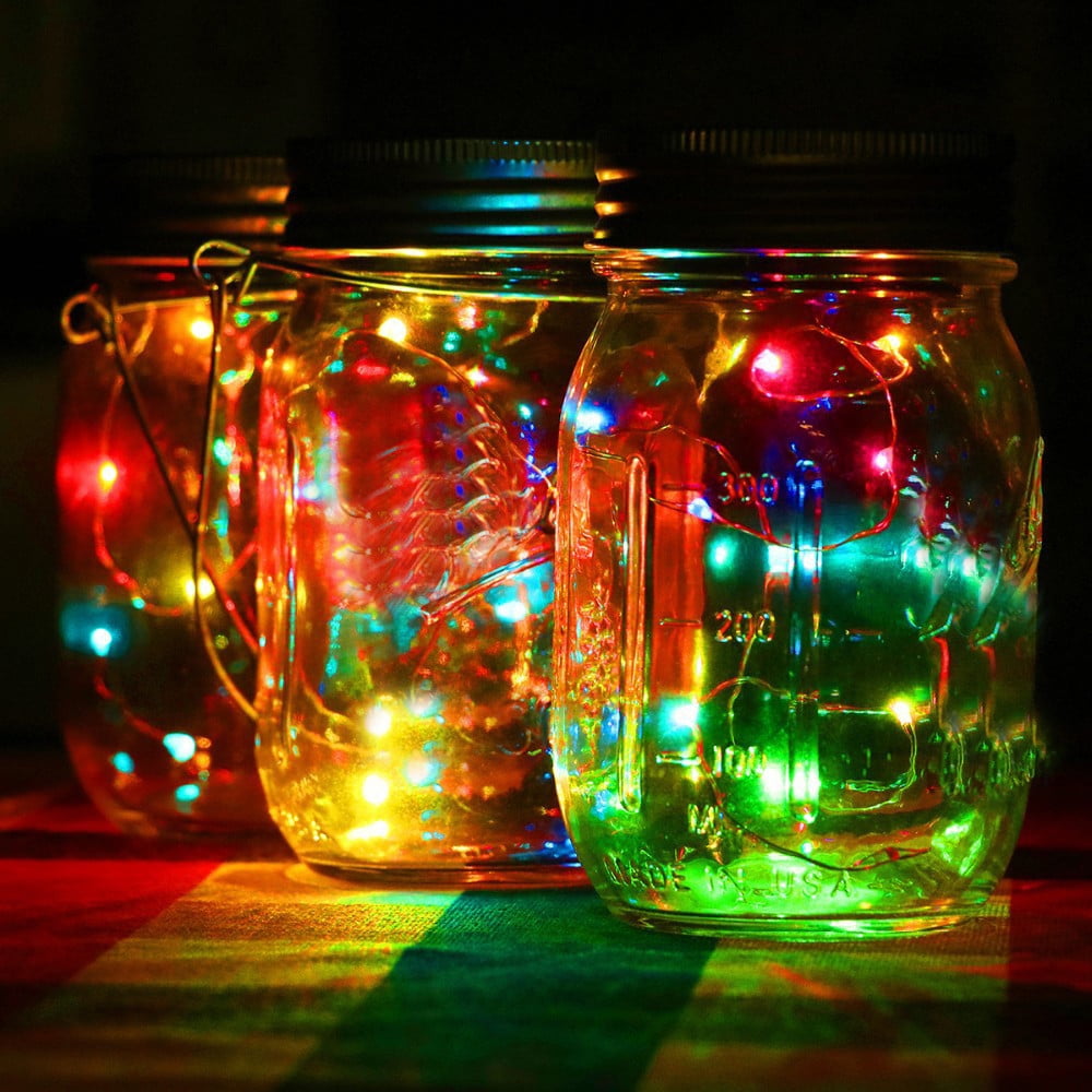 Solar Jar Light, Kadlawus Solar Powered Glass Jar Lid Light, Color ...