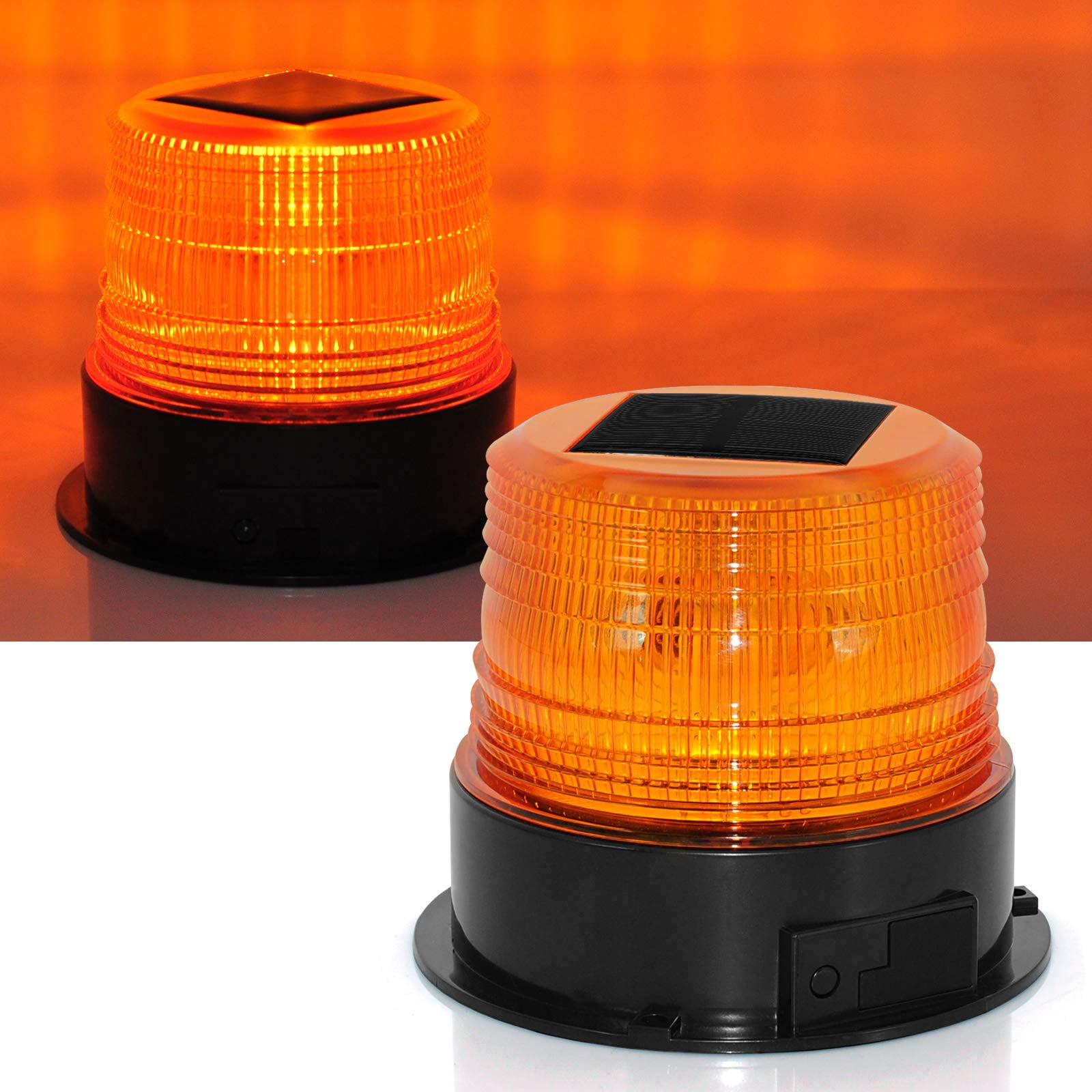 Solar LED Beacon Light IFF17 12-24V Waterproof Amber Warning Lights ...