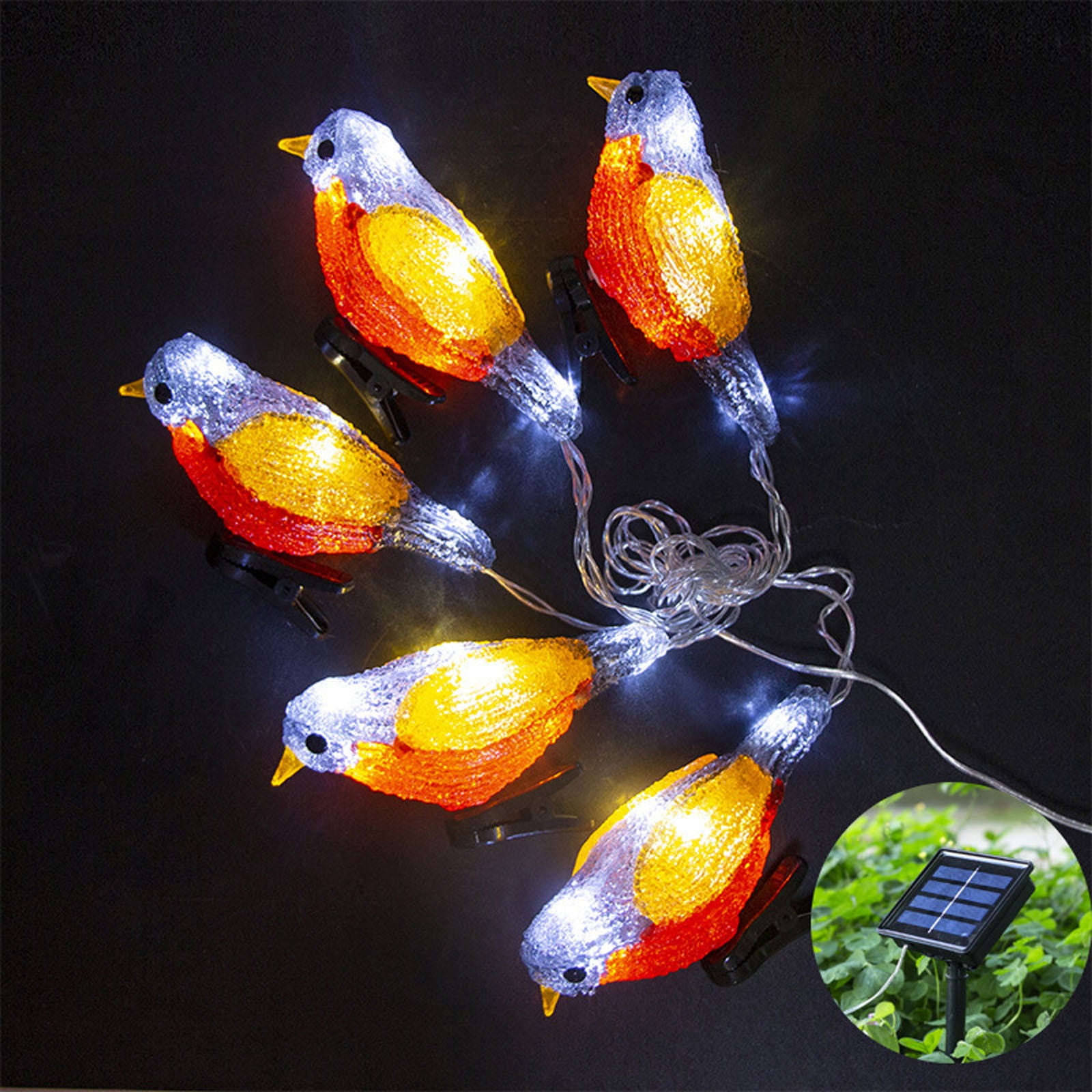 Solar LED Bird Light Garden Decorative Light ,5 Birds In A String, All ...