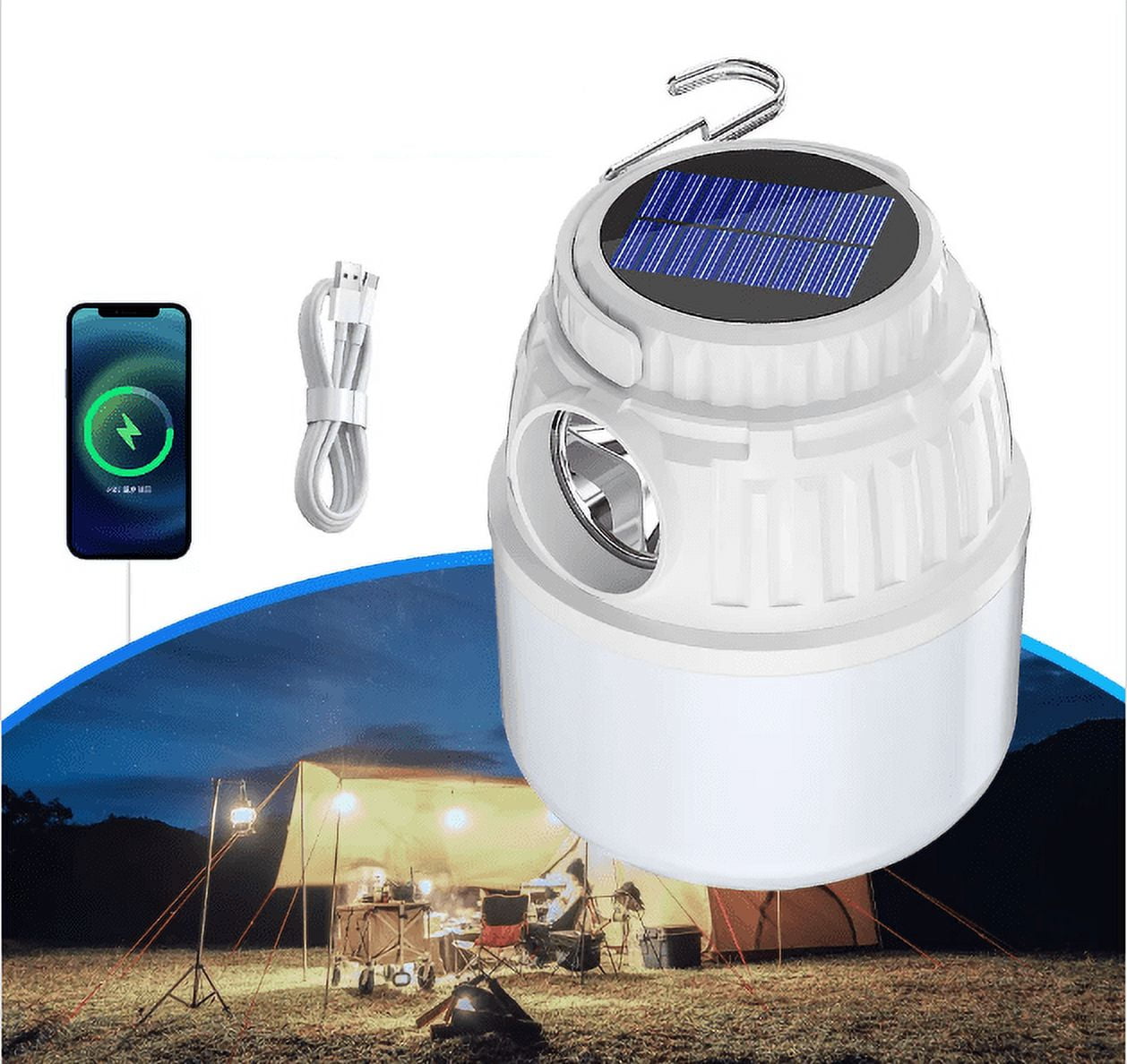 Solar LED Camping Light, 4 Modes Outdoor Flashlight Ultra Long ...