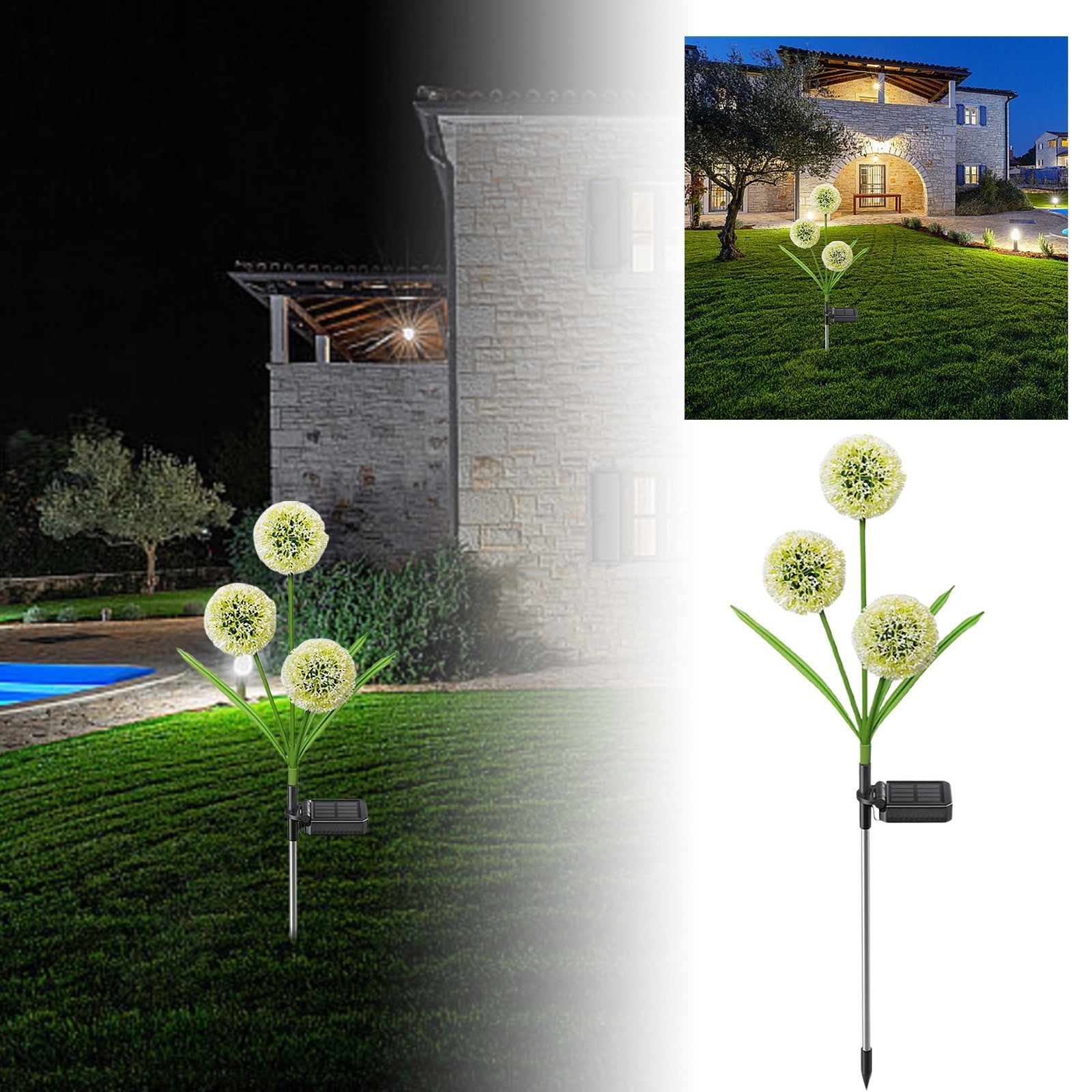 Solar LED Dandelion Garden Lights Outdoor Decorative Stake Light for ...