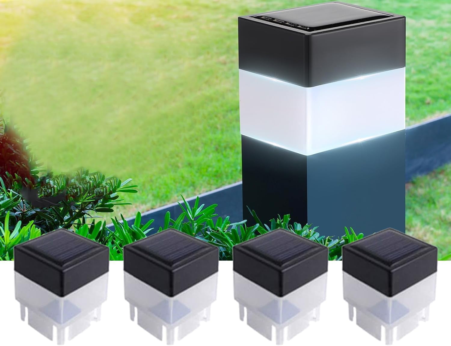 Solar LED Fence Post Cap Light 2x2 Inch (5x5cm) - for Wrought Iron ...