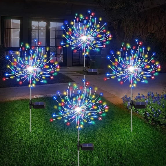 Solar LED Firework Fairy Light Outdoor Garden Decoration Lawn Pathway ...