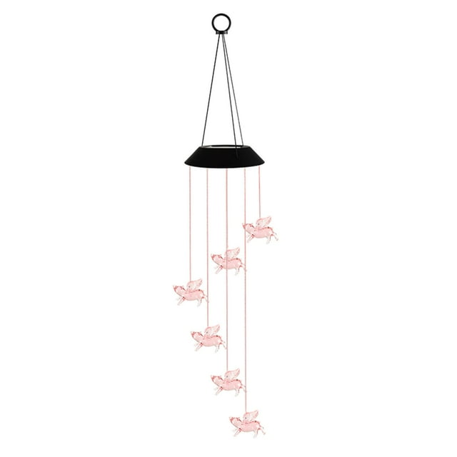 Solar LED Flying Pig Wind Chime Lights Garden Decoration Hanging ...