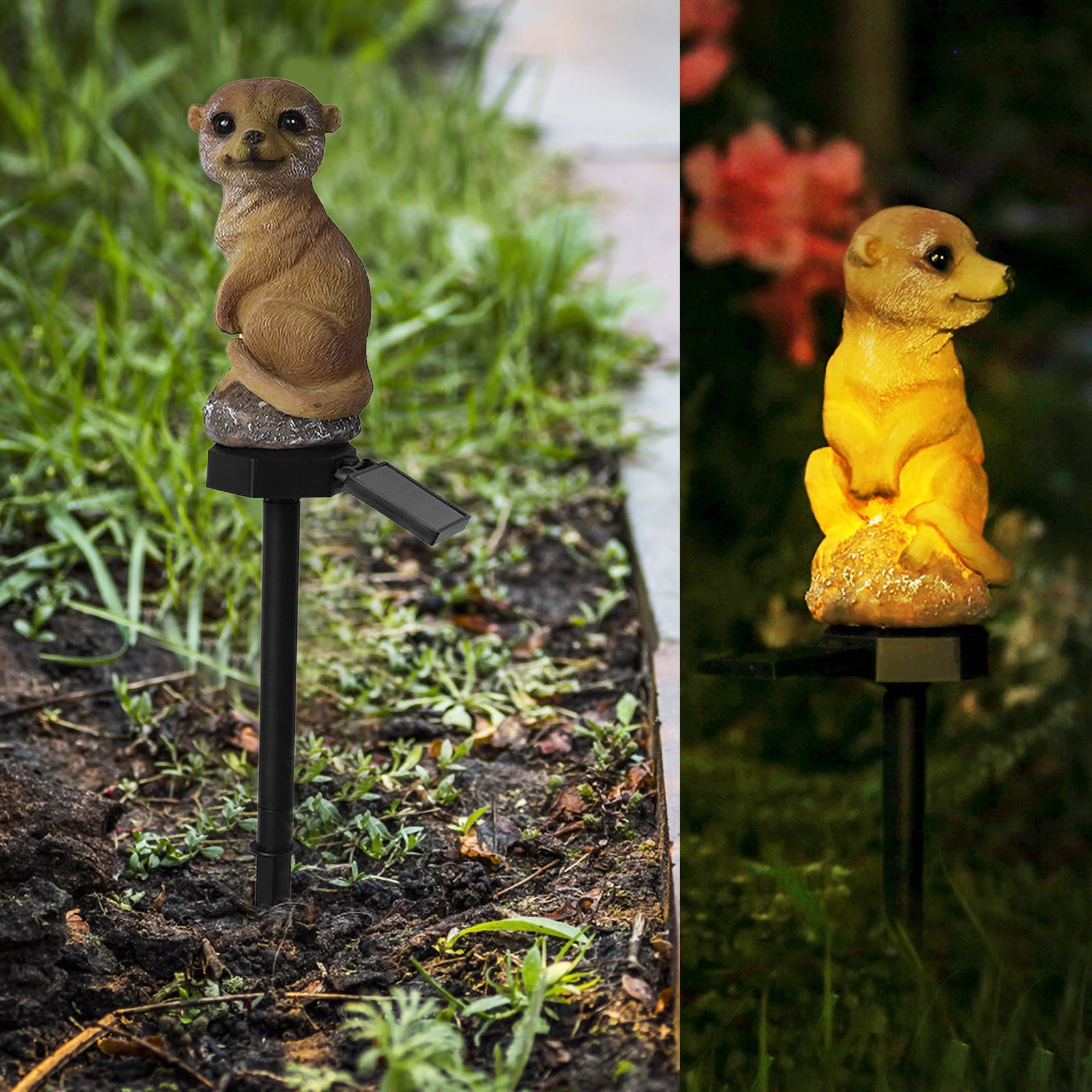 Solar LED Garden Lights - Resin Outdoor Stake Lights - Waterproof Solar-Powered Pathway Markers ...