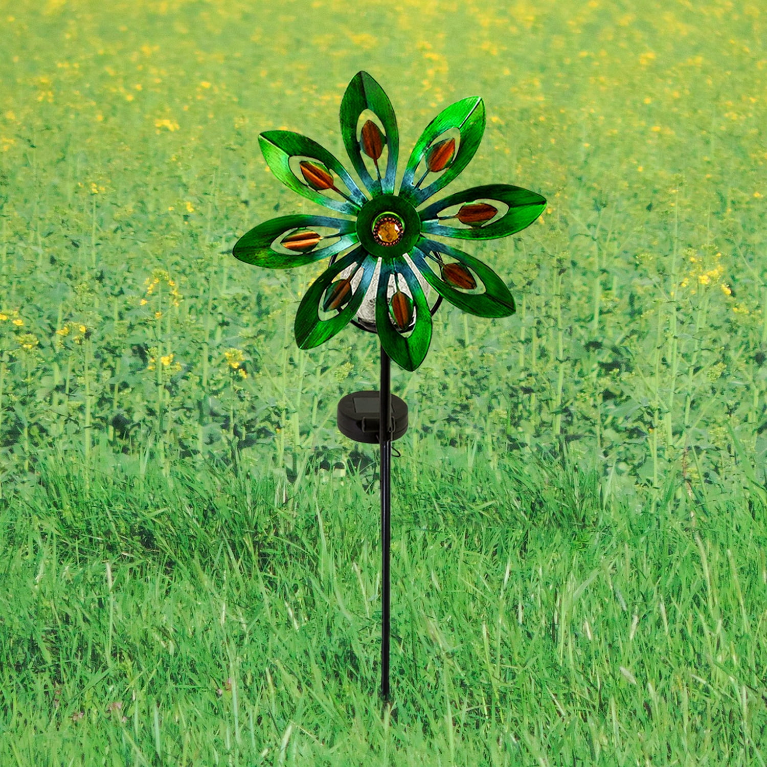Solar LED Garden Wind Spinners with Light Style: Floral Spin - Walmart.com
