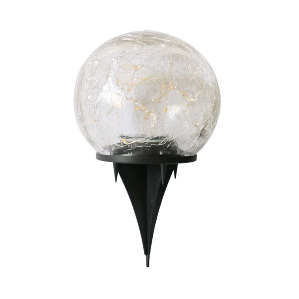 Solar LED Glass Ball Garden Lamp Crackle LED Light Garden Decor ...