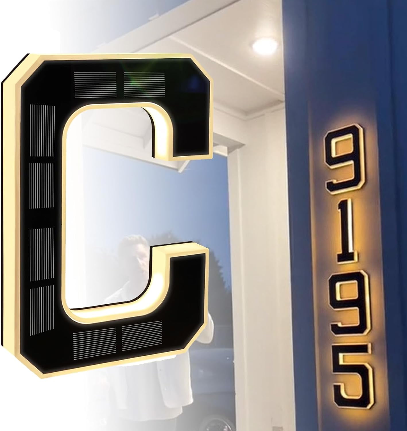 Solar LED House Numbers & Letters | 9 Inch Light Up Waterproof Address ...