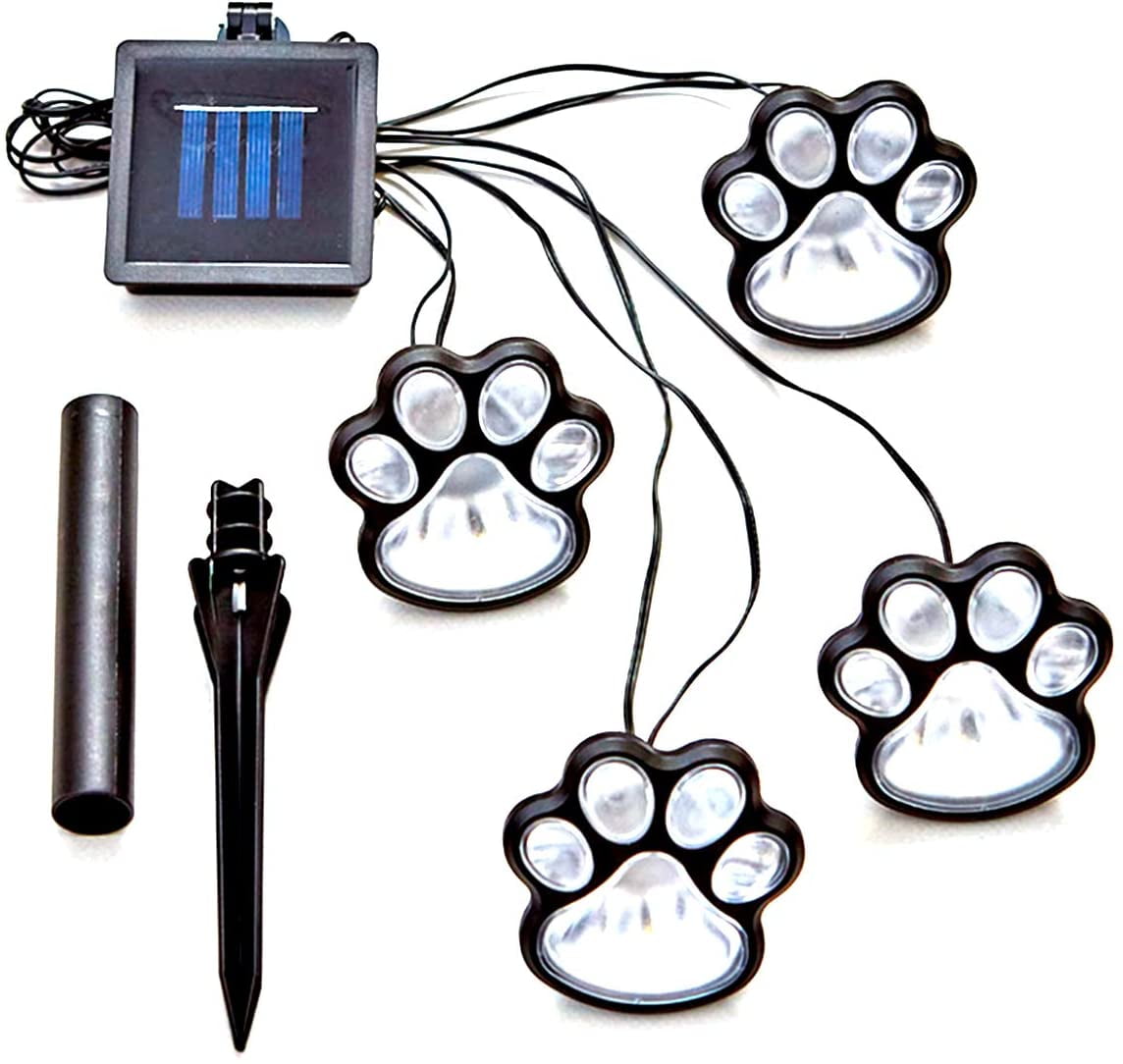Solar LED Lights (Set of 4) Garden Light Paw Lamp for Walkway Courtyard ...