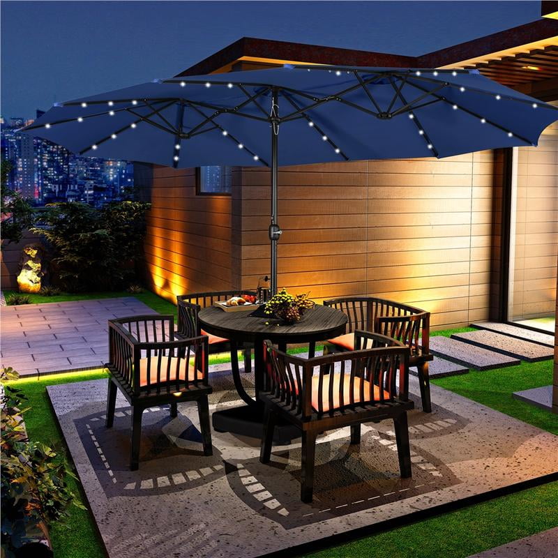 【Solar LED Lights Umbrella】15/13ft Large Patio Umbrella, Outdoor Double ...