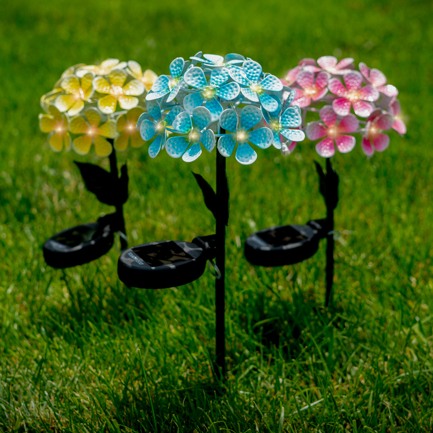 Solar LED Metal Flower Stake Lights - Multiple Colors - Walmart.com