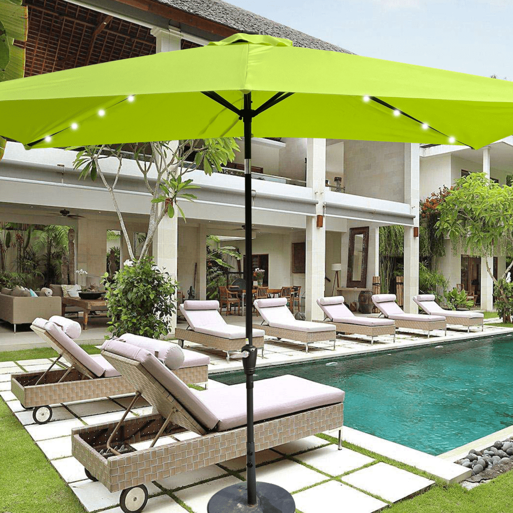 Solar LED Patio Umbrella Weatherproof Solar Powered Crank Tilt ...