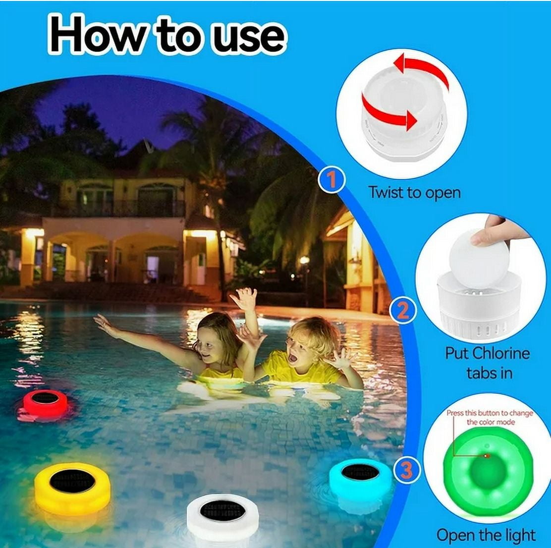 Solar LED Pool Dispenser Floater with Colorful Solar Lights for Pool ...