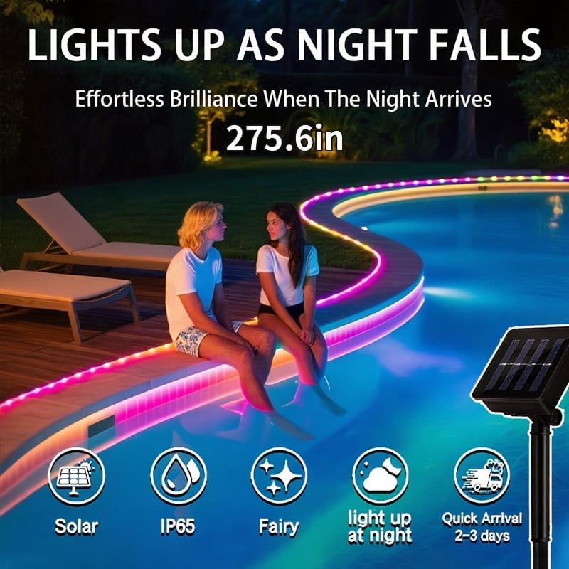 Solar LED Pool Rope Lights, Color-Changing Waterproof Lights with Auto ...