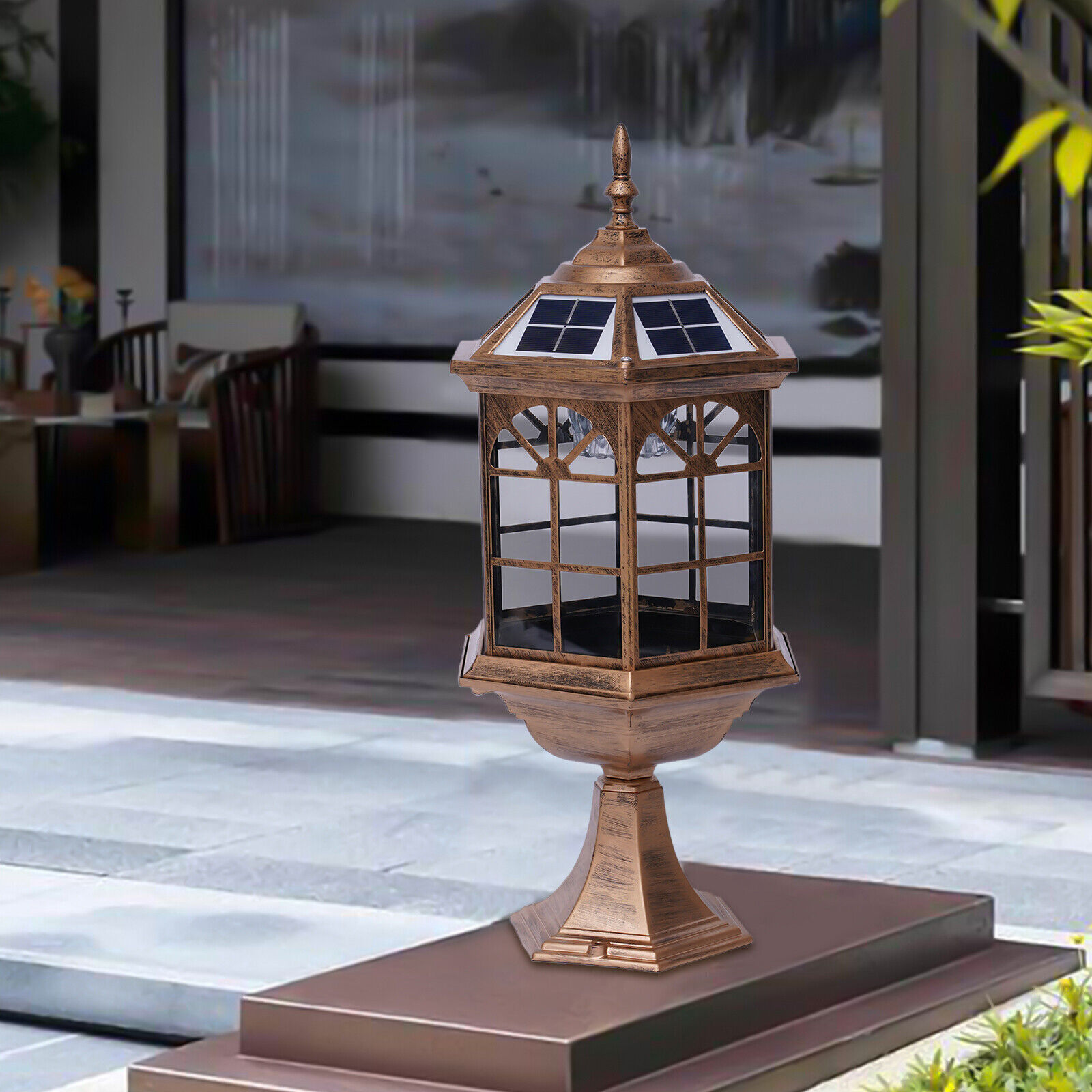 Solar LED Post Light Lamp Yard Driveway Fence Outdoor Pillar Light ...